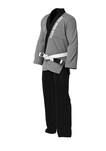Personalised Bjj Gi Grey And Black Trim With Embroidery Logos – Oriengis